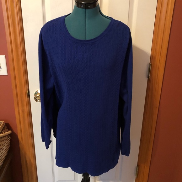 Kim Rogers | Sweaters | Kim Rogers Curvy Cable Knit Royal Blue Sweater ...